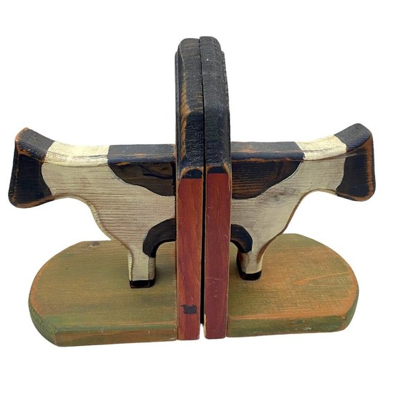 Vintage | Accents | Wooden Cow Bookends By Boone River Creations Iowa 9 ...